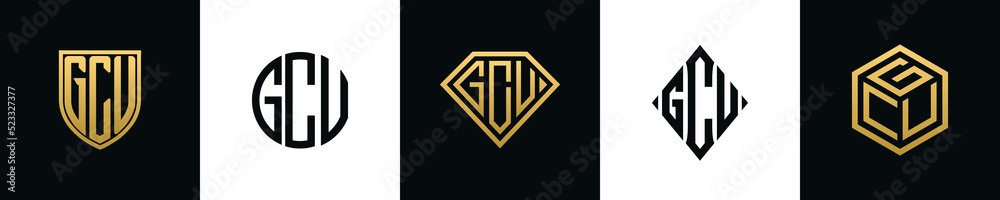 Initial letters GCU logo designs Bundle. This collection incorporated ...