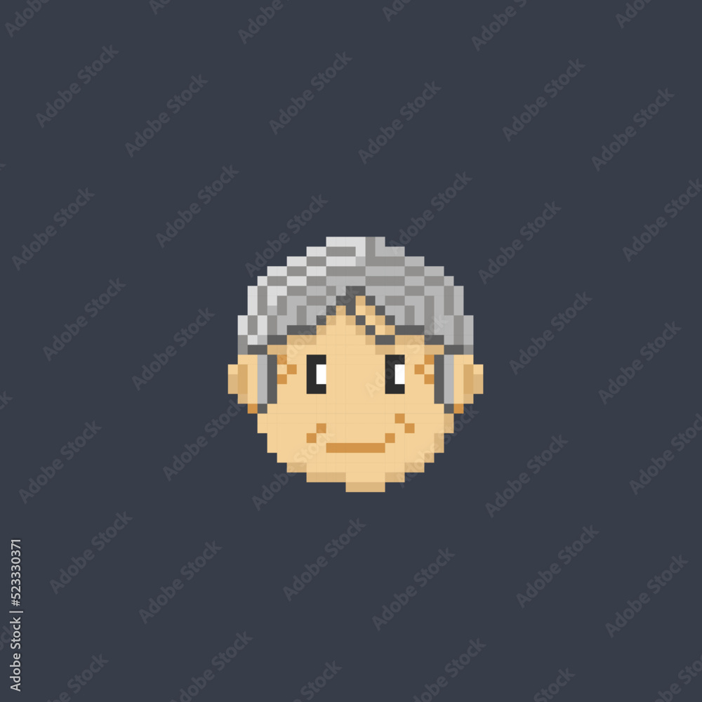 grandfather head in pixel art style Stock Vector | Adobe Stock