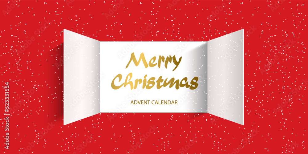Christmas advent calendar door opening. Realistic open wide doors with ...