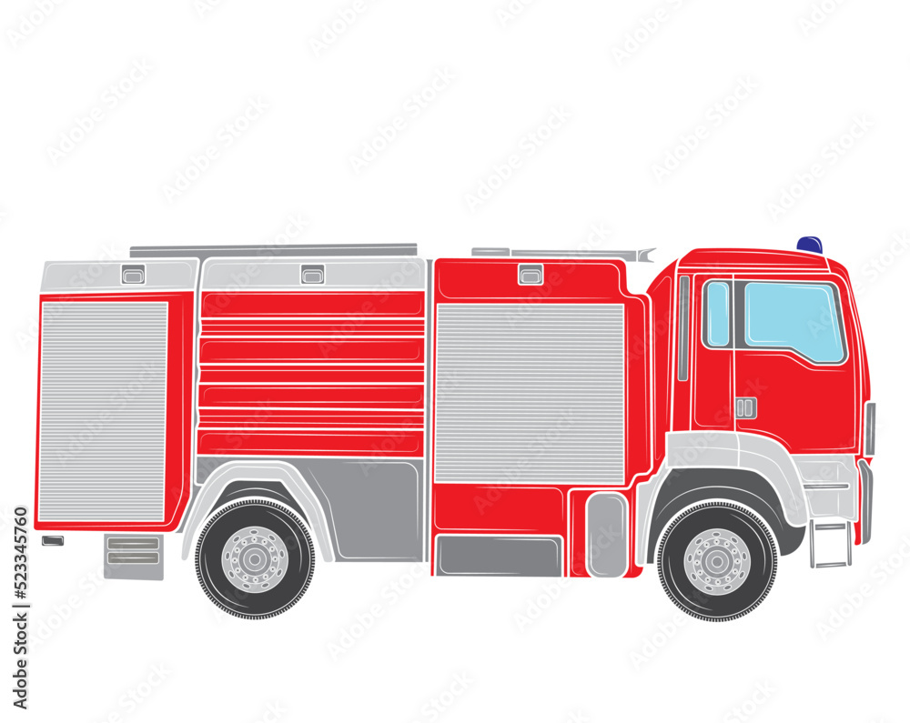 Fire truck ambulance car.Side view.Vector illustration. Stock Vector ...