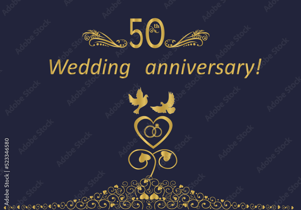 50th wedding anniversary card for congratulations and writing text ...
