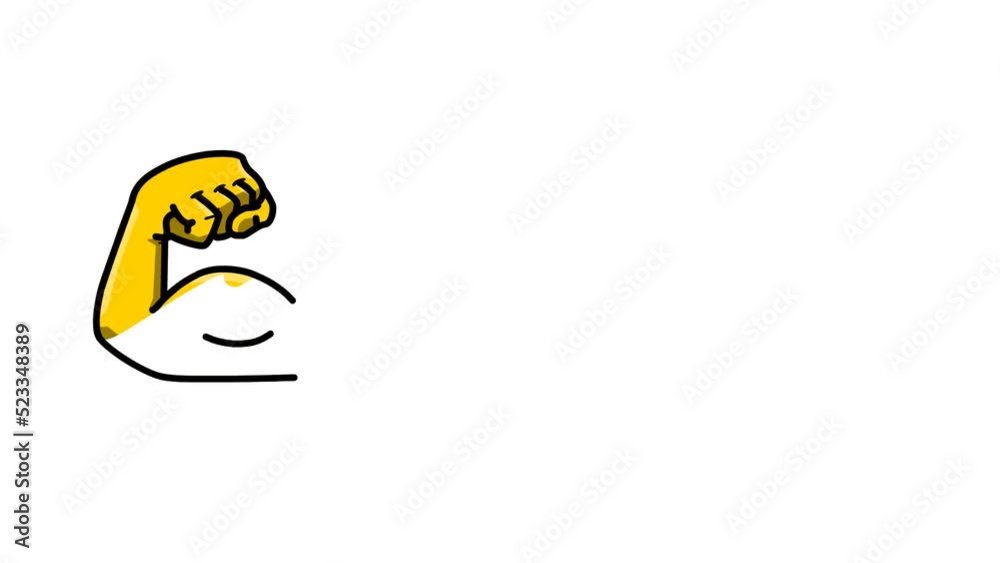 power, muscle, biceps emojis Sketch and 2d animation Stock Video ...