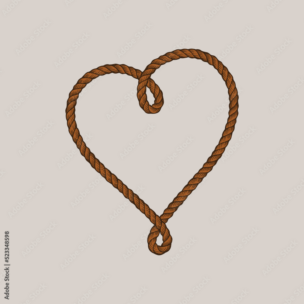heart vector valentine icon lasso rope logo symbol cartoon character ...