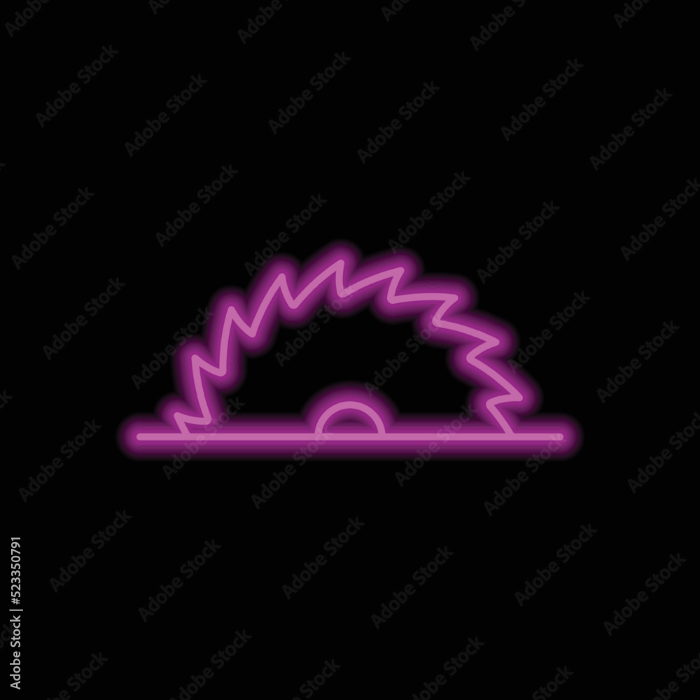 Circular saw blade logo simple icon vector. Flat design. Purple neon on ...