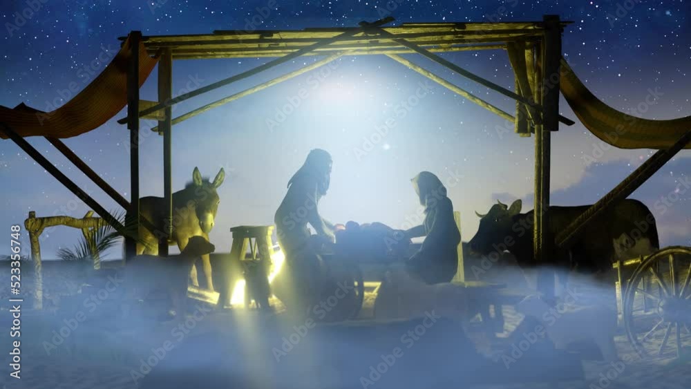 Vídeo do Stock: Christian Christmas Nativity Scene of baby Jesus, scene ...