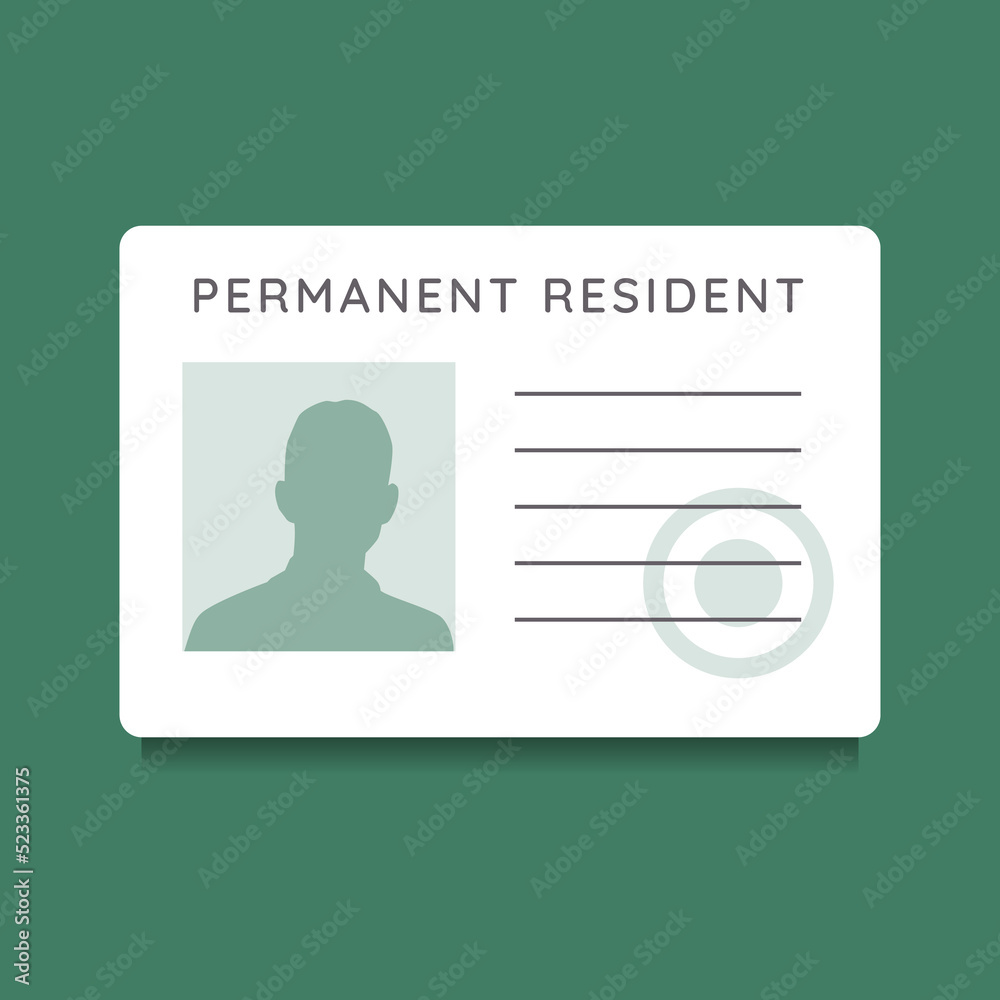 Permanent Resident green card illustration. Vector identification card ...