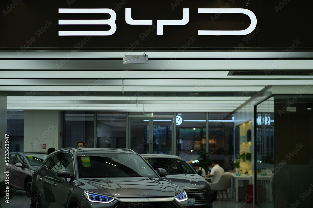 Shanghai,China-August 14th 2022: BYD EV retail store. BYD (Build Your ...