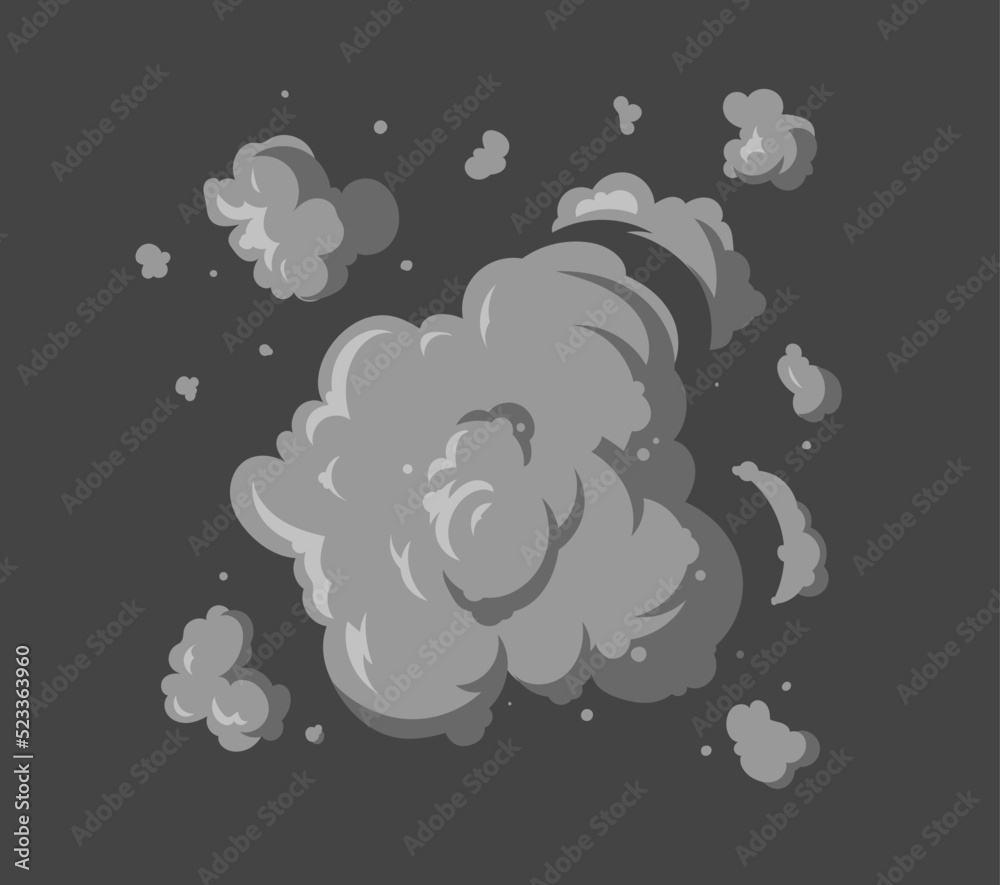 Vector smoke set explosion effects template. Cartoon steam clouds, mist ...