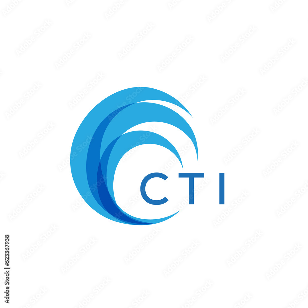 CTI letter logo. CTI blue image on white background. CTI Monogram logo ...