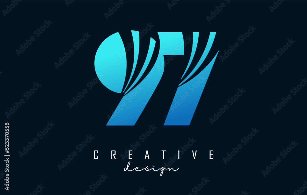 Creative number 97 logo with leading lines and road concept design ...
