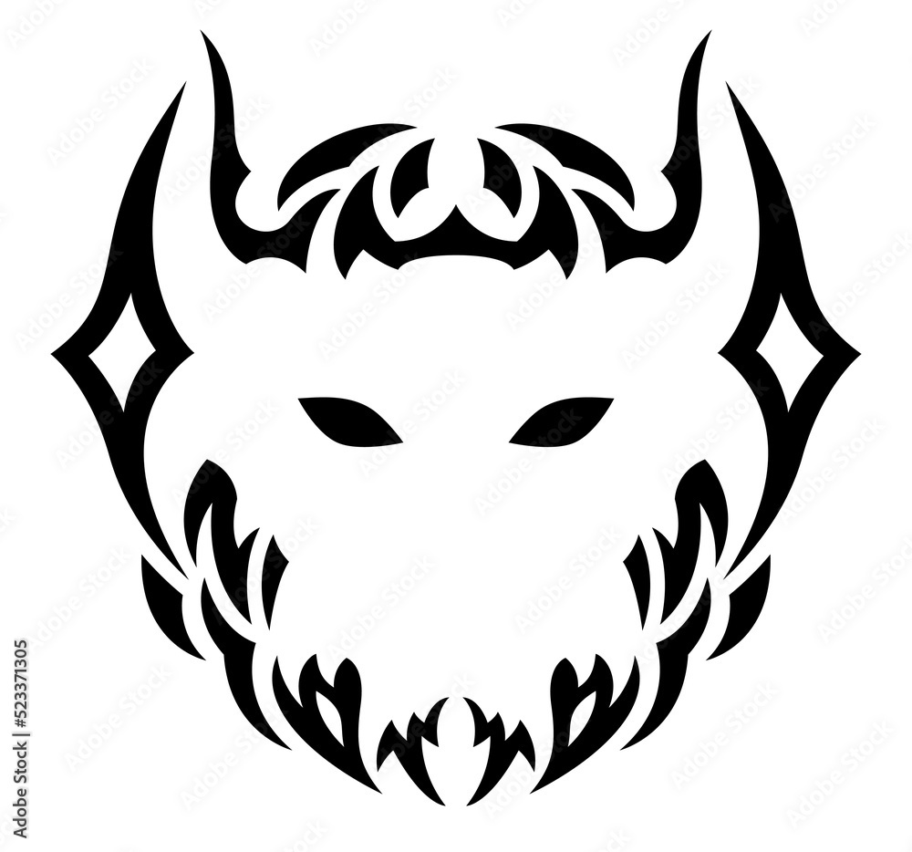 Tribal tattoo art with demon head silhouette Stock Vector | Adobe Stock