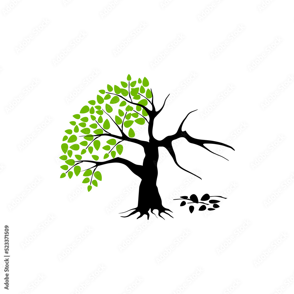 half dead and wither tree and vector illustration, molt tree, drought ...