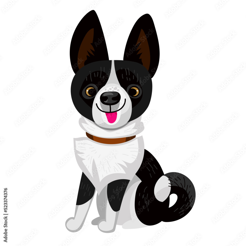 Vector cartoon cute funny dog. Breed karelian bear dog Stock Vector ...
