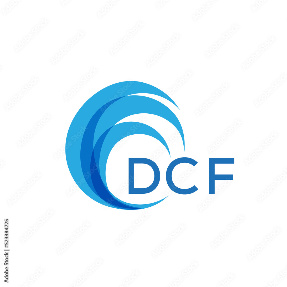 DCF letter logo. DCF blue image on white background. DCF Monogram logo ...