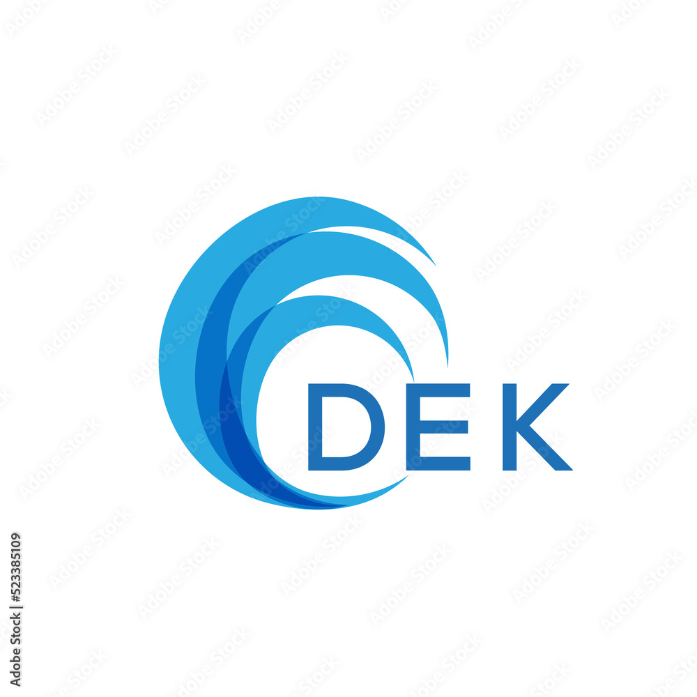 DEK letter logo. DEK blue image on white background. DEK Monogram logo ...