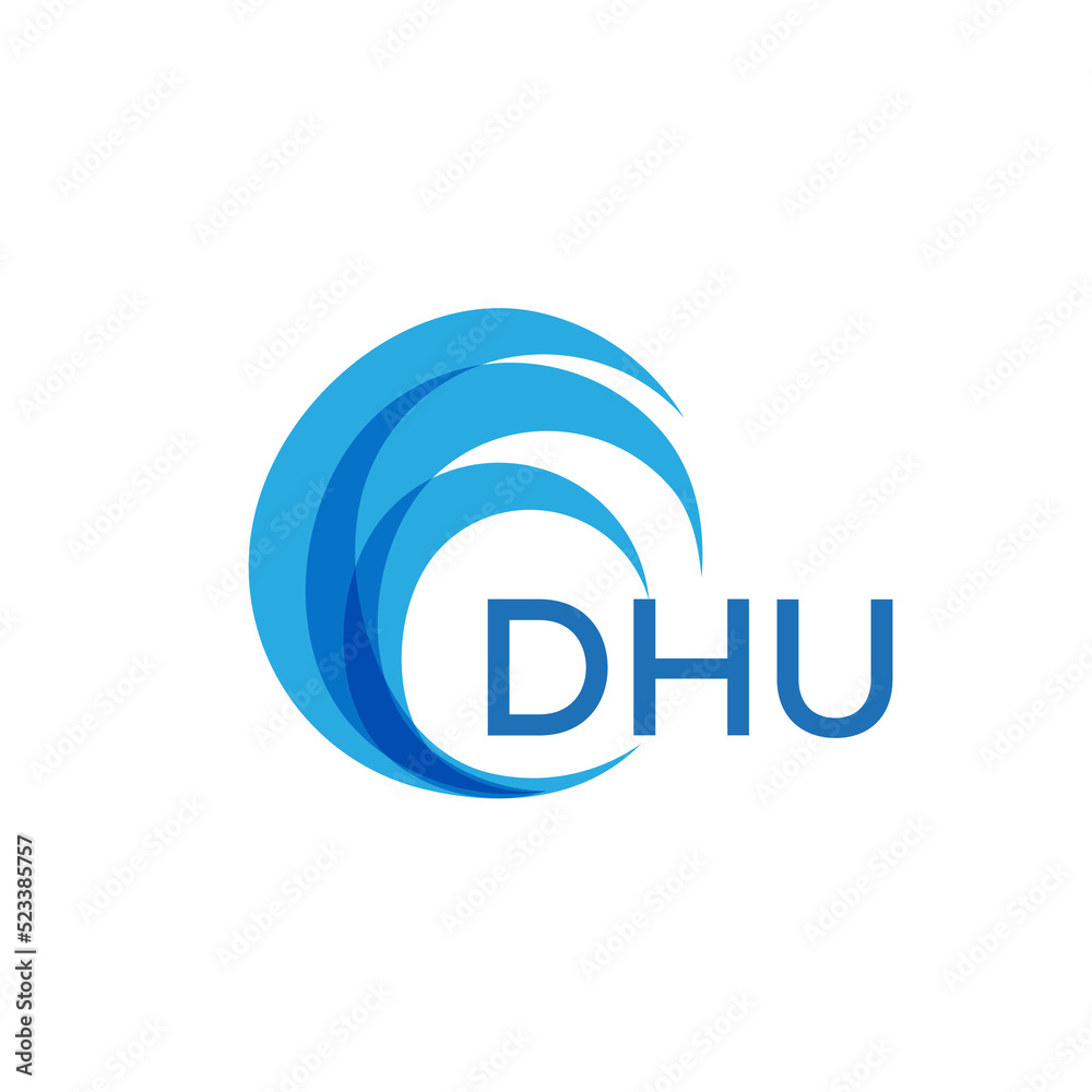 DHU letter logo. DHU blue image on white background. DHU Monogram logo ...