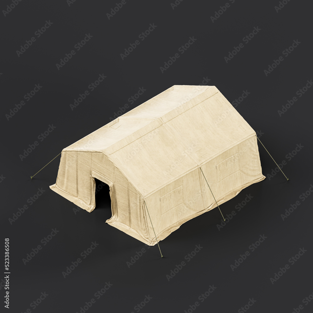 Isometric view Military tent and shelter, campsite for soldiers ...