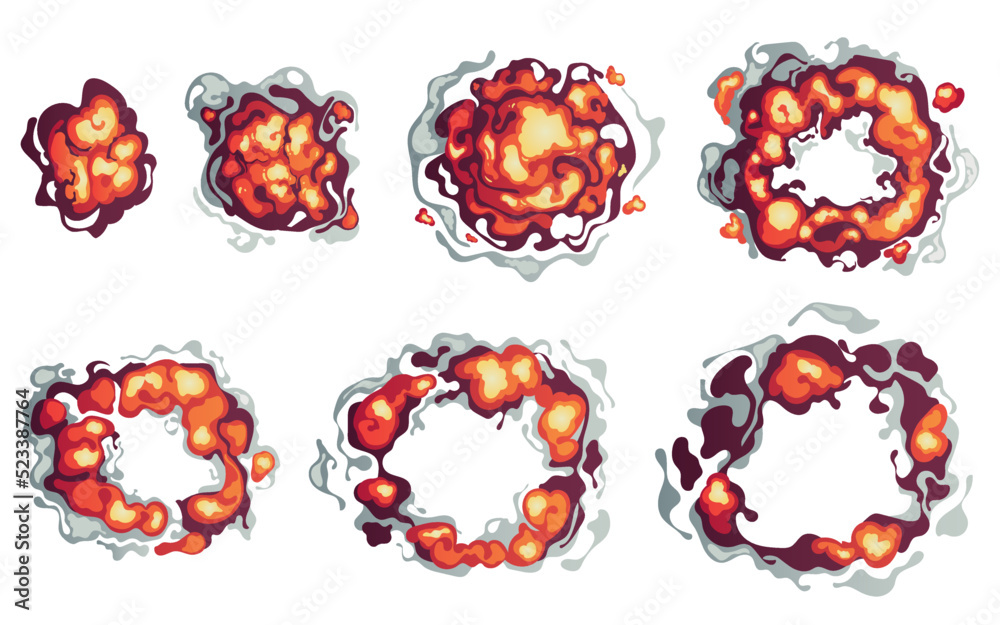 Bomb explosion cartoon effect boom smoke animation fire abstract ...