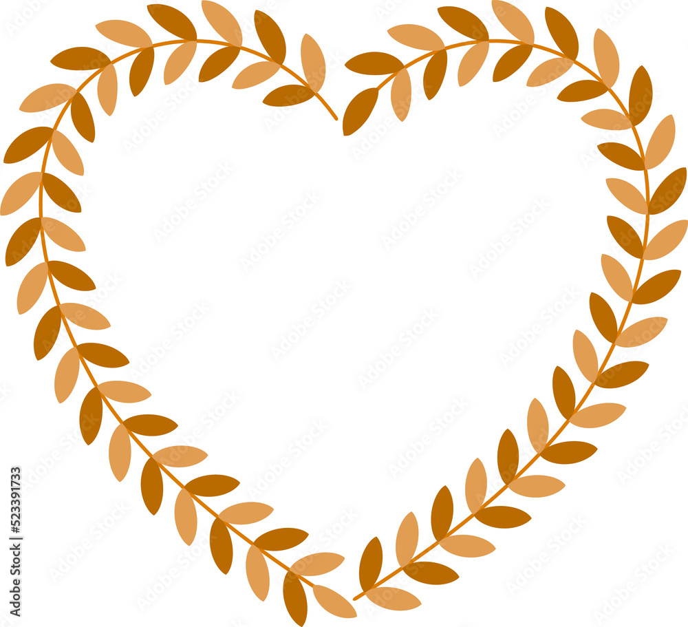 Heart shaped floral frame or border in fall or autumn concept for ...