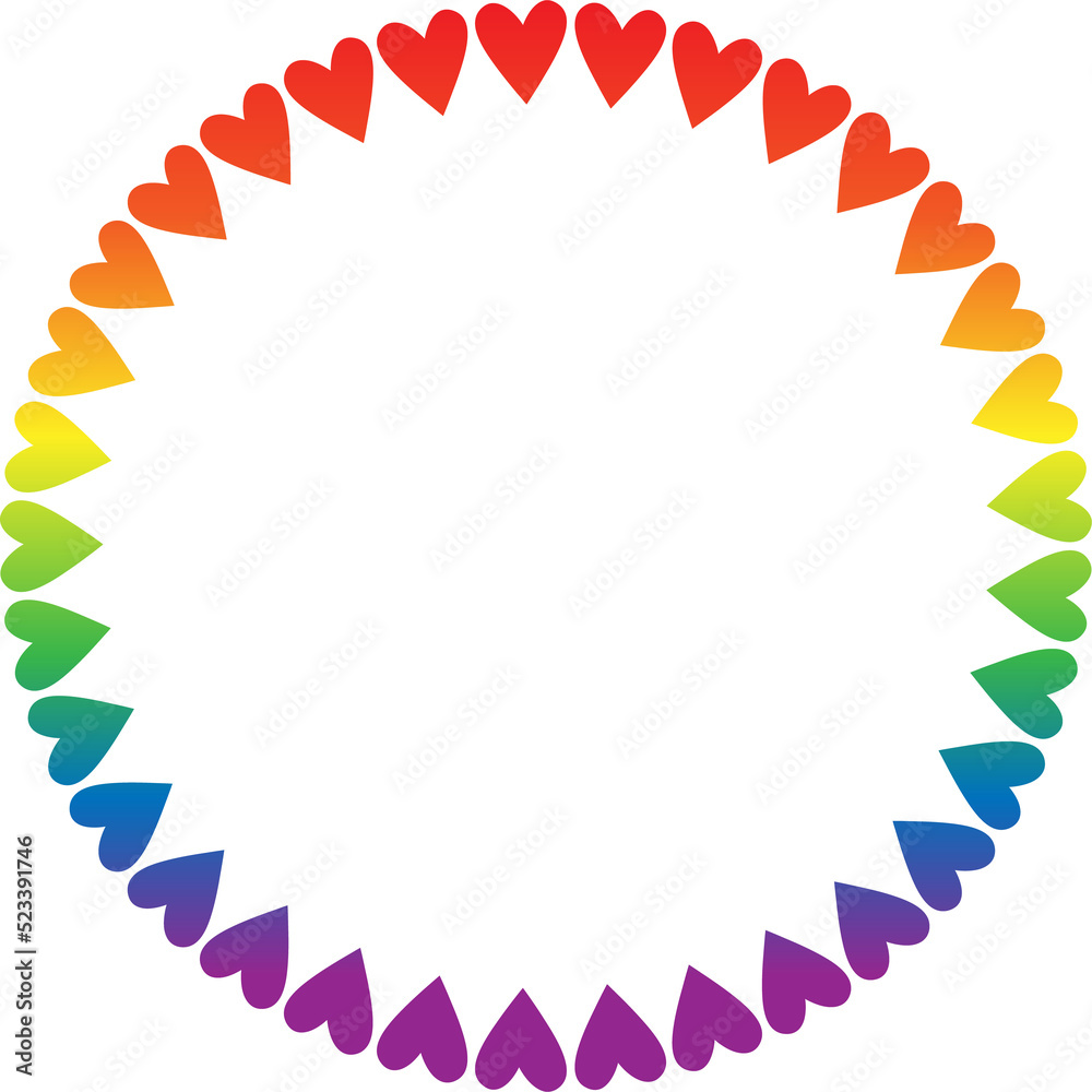 Elegant round rainbow frame or border made of hearts for invitations ...