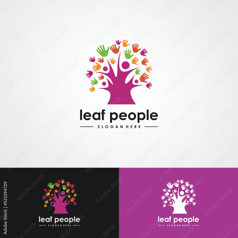 Abstract family tree concept design logo in a circle.icon,leaf symbol ...