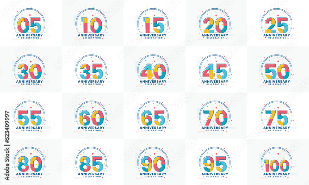Anniversary Logo Bundle. Set of modern Anniversary celebration logos ...