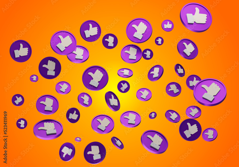 Thumbs up background. "Like" in social network. Concept social approval ...