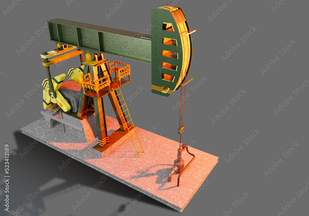 Oil derrick. Pump for extraction of crude oil. Technology of petroleum ...