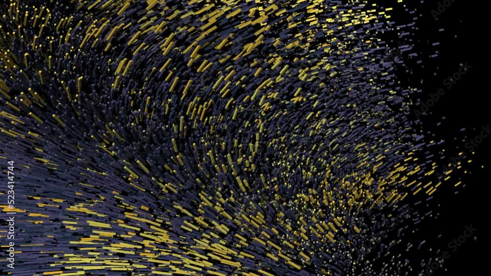 3d render of abstract dinamic art video animation on isolated black ...