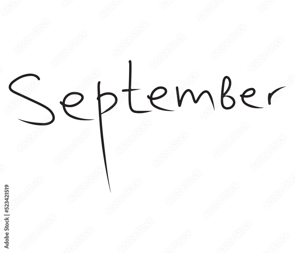Hand written September month as a symbol of the begining of the autumn ...
