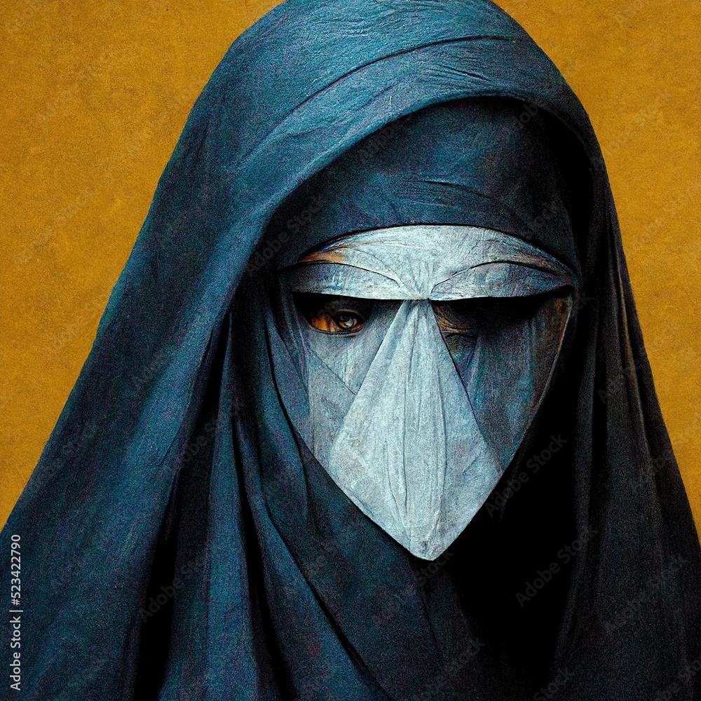 Muslim Women in a niqāb or niqaab also called a ruband, a garment that ...