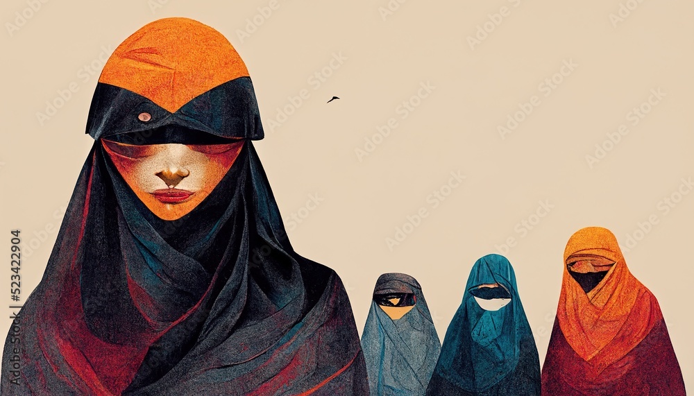 Beautiful Muslim Women with Niqab, niqāb or niqaab also called a ruband ...