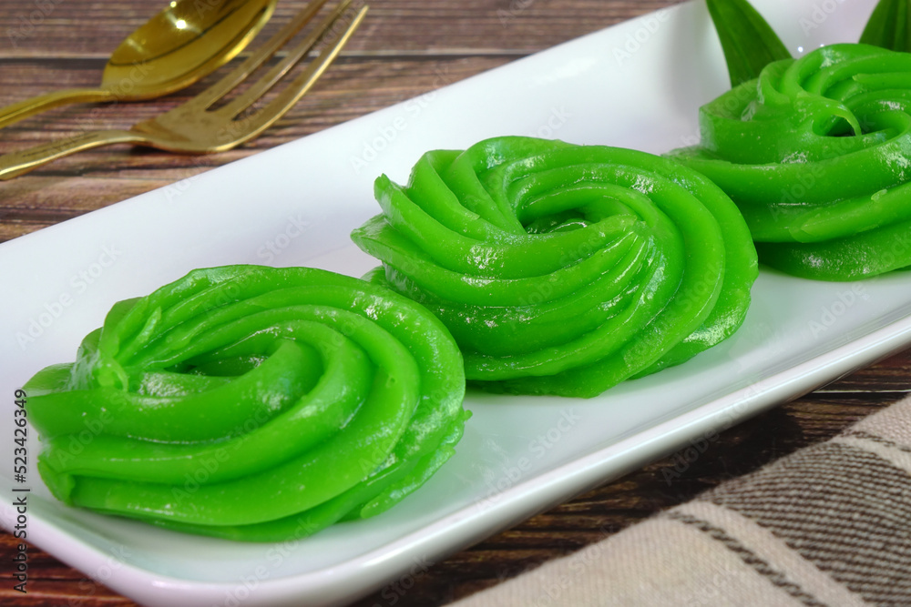 Pudding. Pandanus pudding, Thai sweet and delicious cold pudding ...