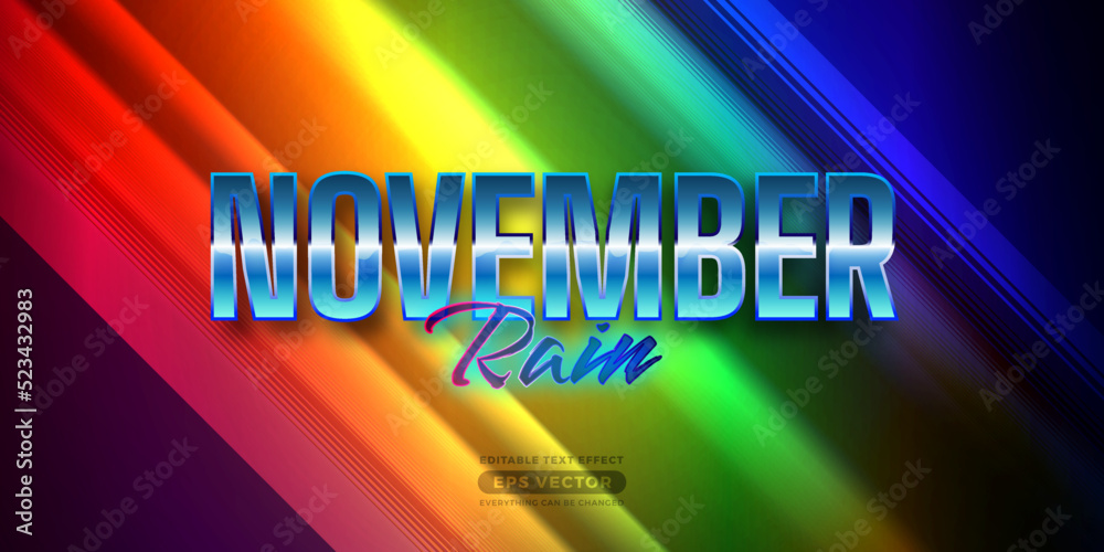 November rain editable text effect style with blue vibrant theme ...