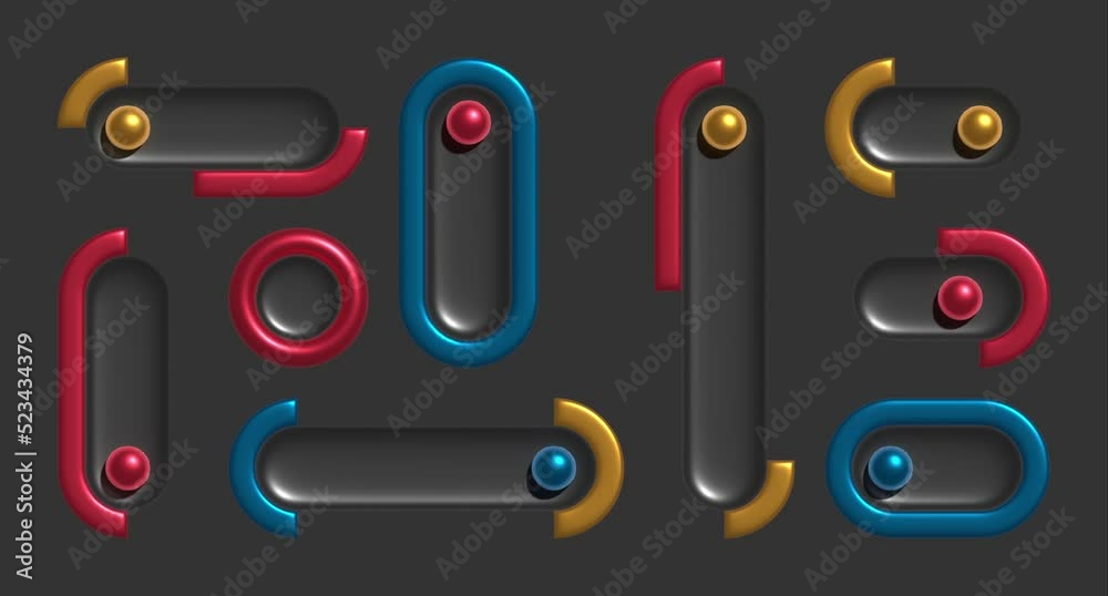 4K video with looped 3D animation. Metal balls move in cells. Modern ...