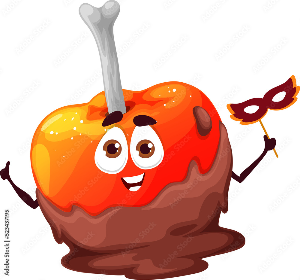 Cartoon Halloween apple with bone, vector fruit Stock Illustration ...