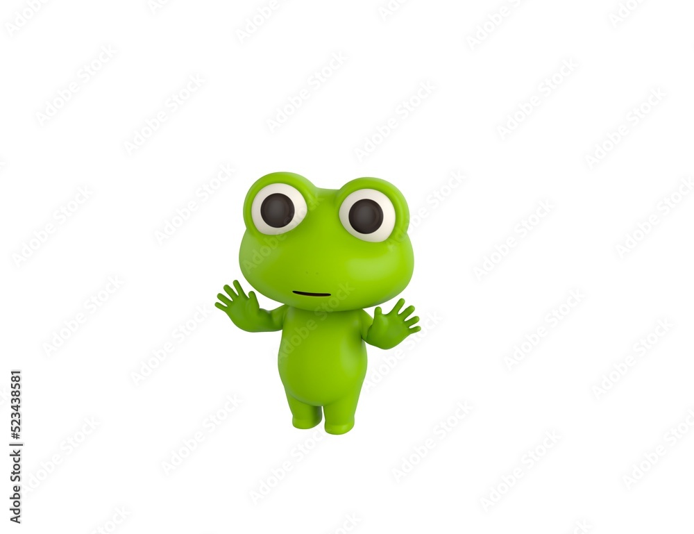 Little Frog character raising hands and showing palms in surrender ...