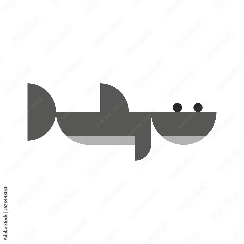 Great white shark cartoon childish illustration in minimal style, cute ...