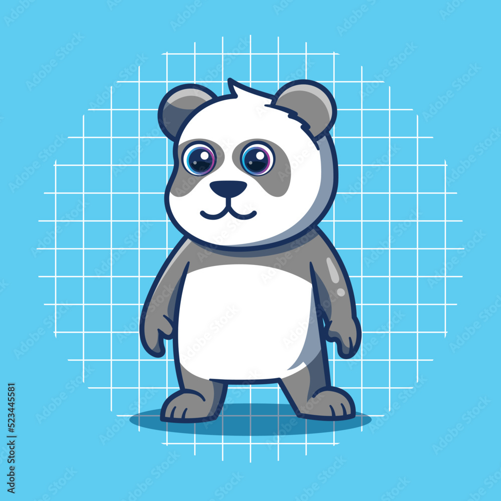 Cute panda character from side view vector illustration. Flat cartoon ...