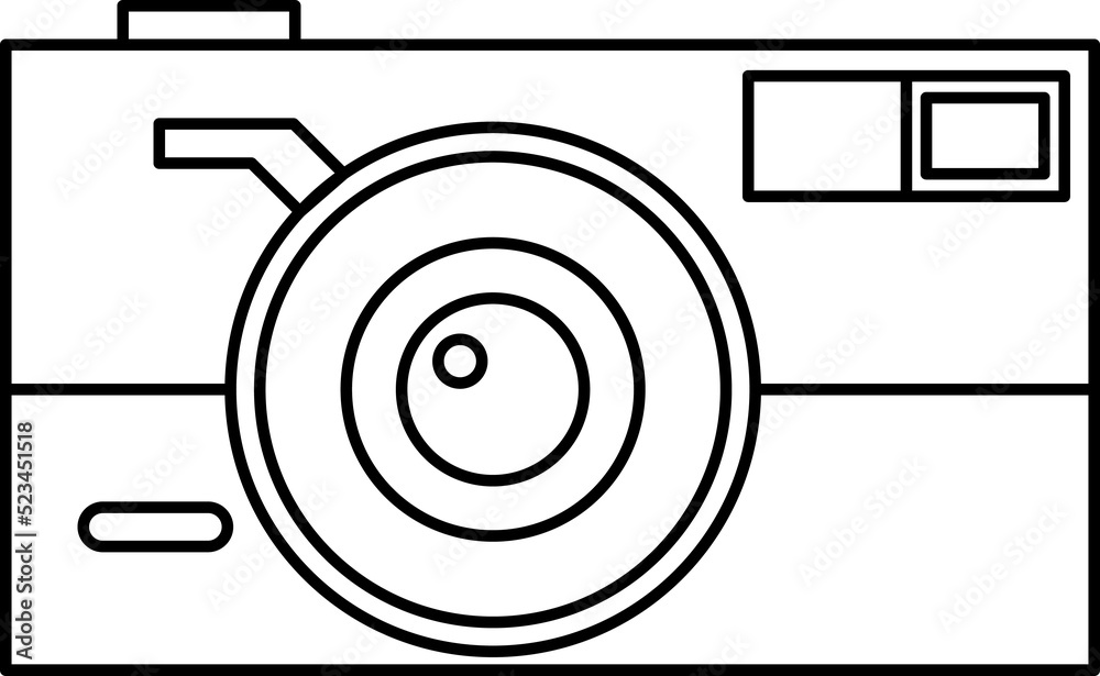 Vintage analog film camera outline drawing on transparent background ...