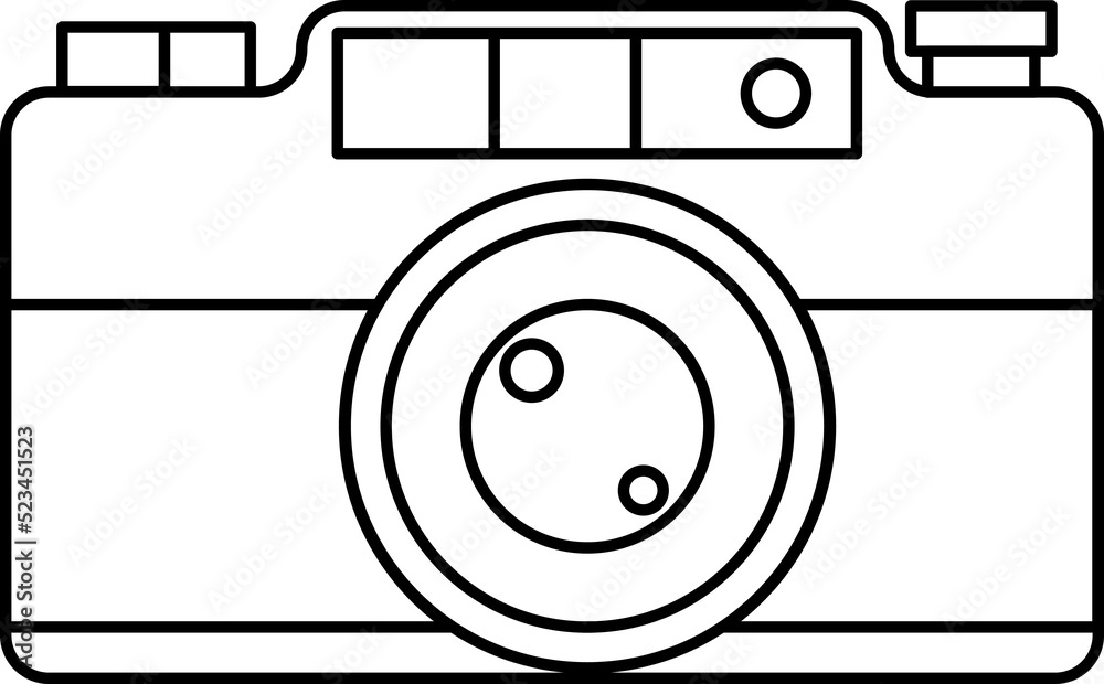 Vintage analog film camera outline drawing on transparent background ...