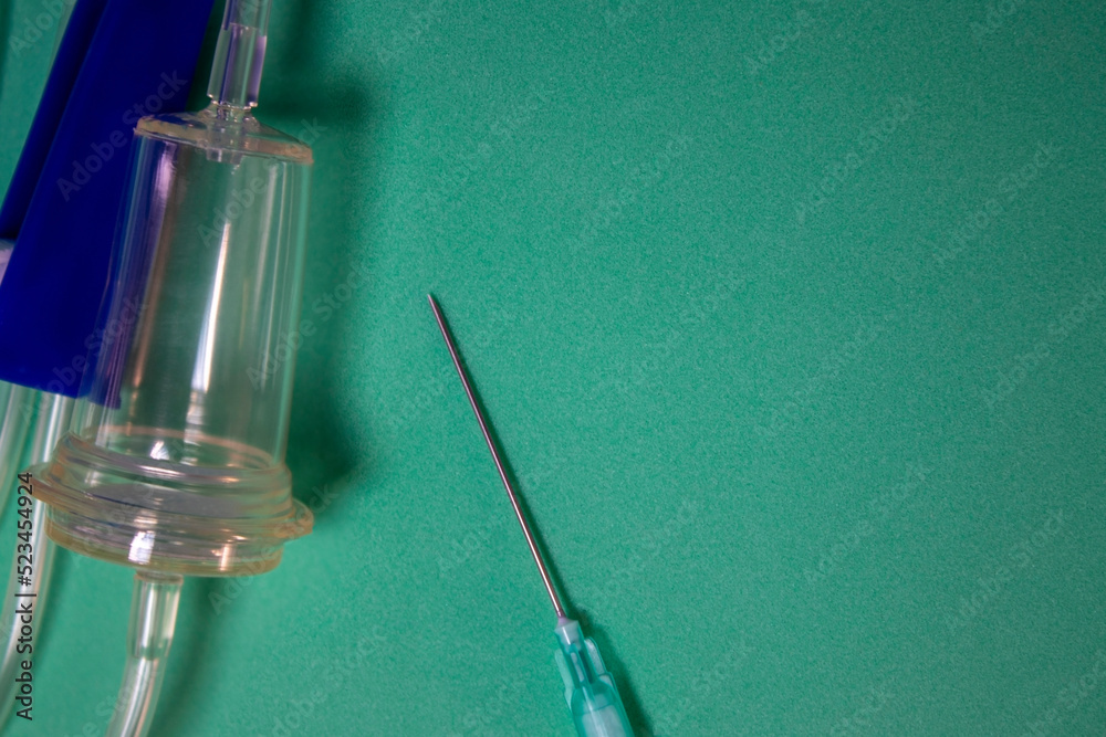 Medical Plastic Intravenous System. Close-up of the Dropper and Needle ...