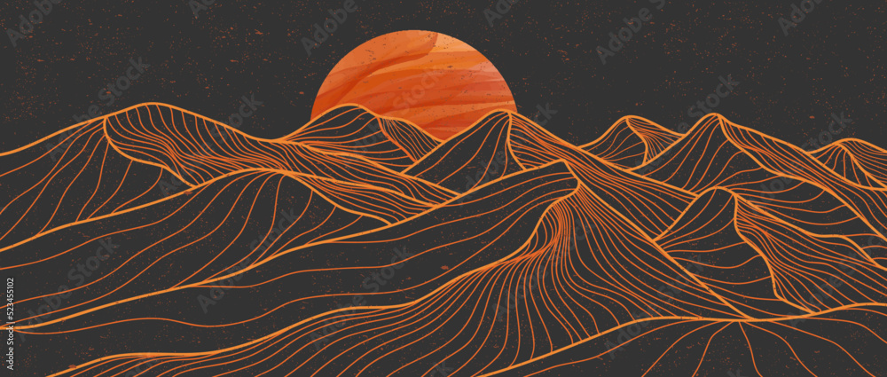 Creative minimalist modern line art print. Abstract mountain ...