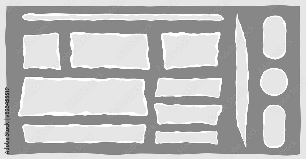 Isolated grunge cardboard strip, edge ripped newspaper note, blank rip ...