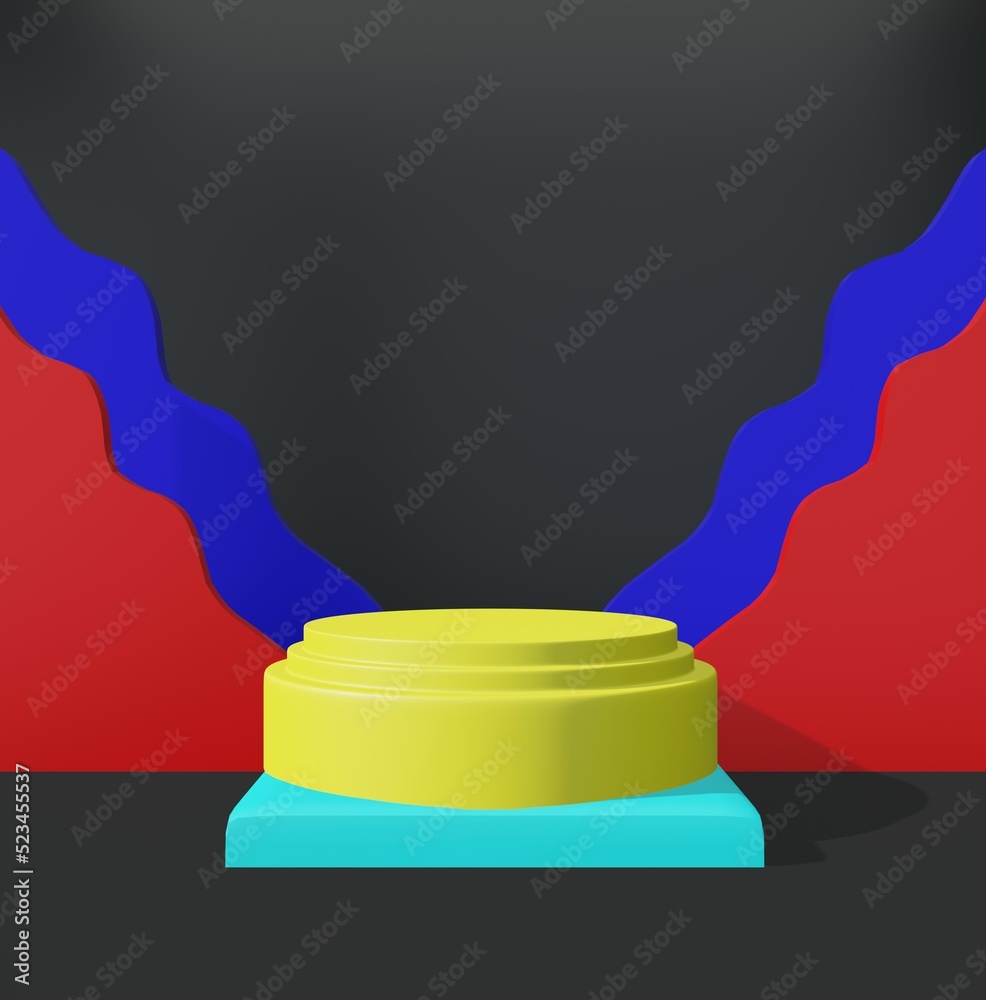 3d podium for advertising needs, posters and real with black glass ...