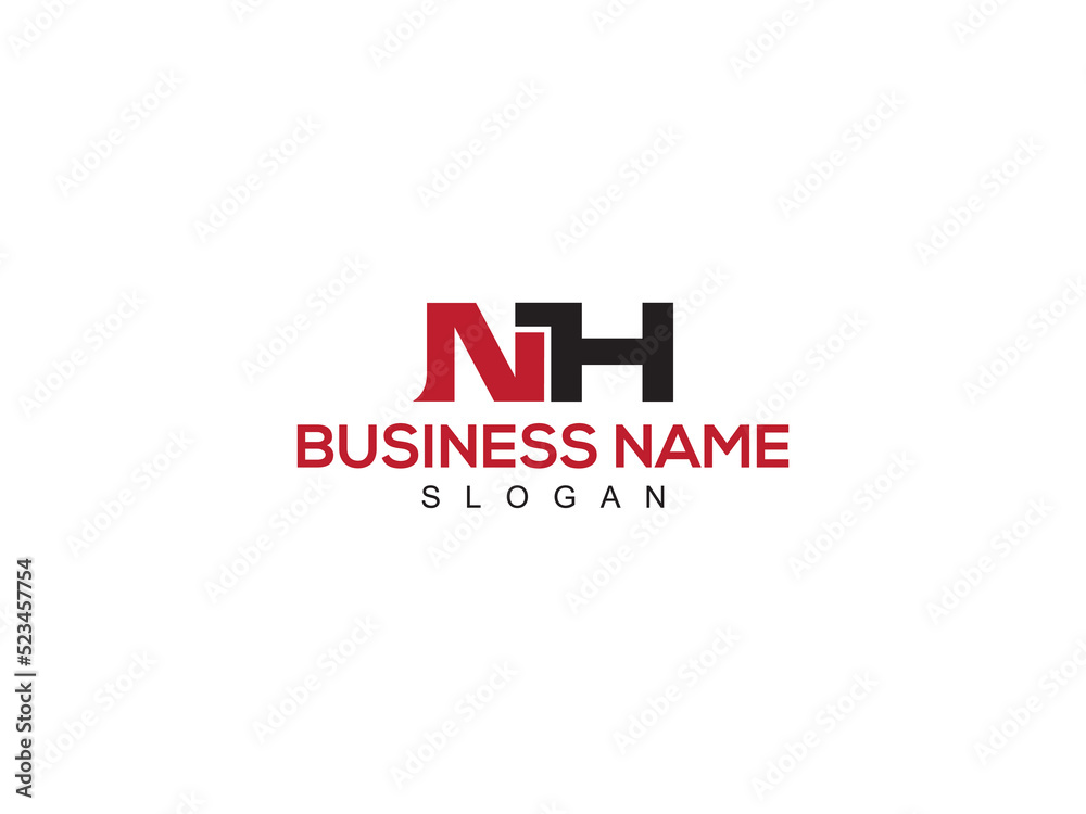 Letter NH Logo Icon, Creative nh Logo Letter Vector With Red Black Icon ...