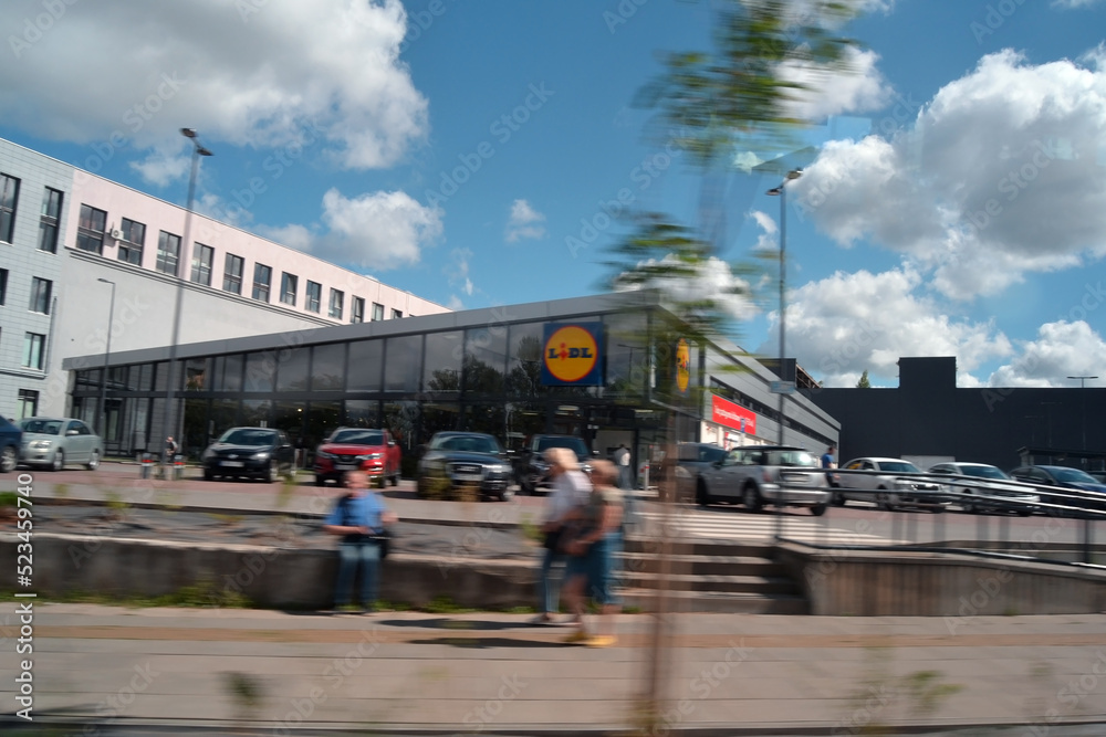 Vilnius, Lithuania - 08 07, 2022: LIDL supermarket from Poland. Blurred ...