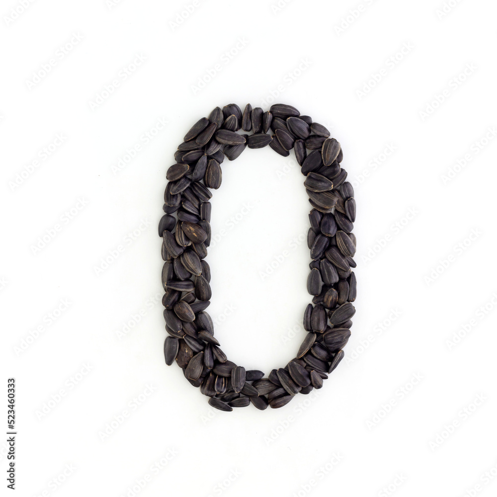 Number 0 made from sunflower seeds. Alphabet made from sunflower seeds ...