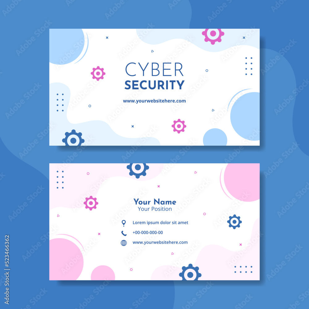 Cyber Security Card Horizontal Template Hand Drawn Cartoon Flat ...
