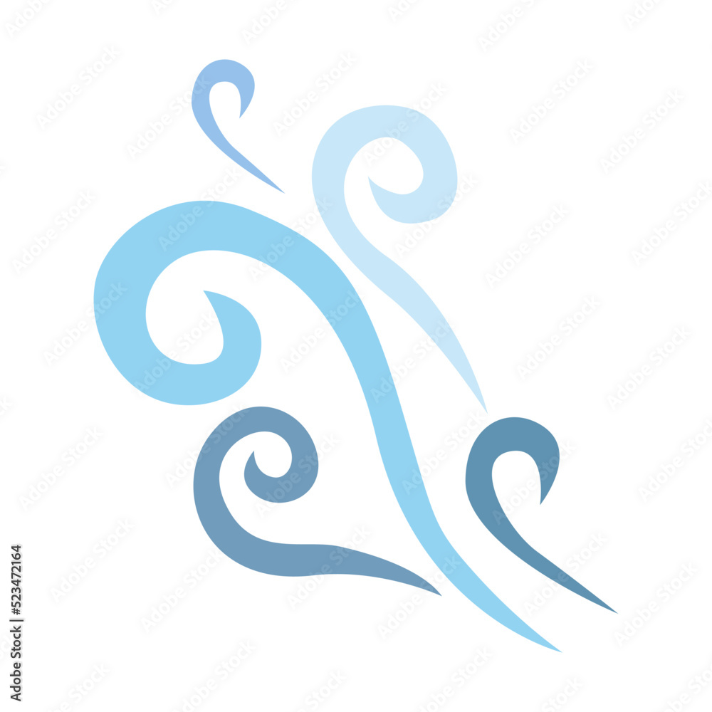 Weather emoticon flat icon. Cartoon wind isolated vector illustration ...